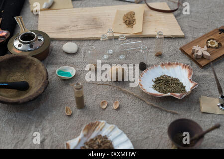 traditional medication mixied on a medieval festival in europe Stock ...