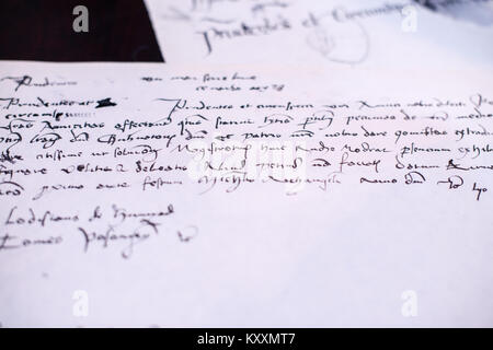 medieval handwriting on a old paper Stock Photo - Alamy