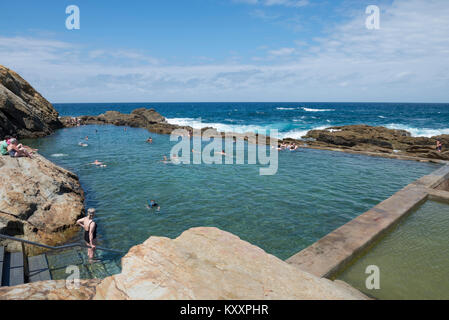 Bermagui's famous Blue Pool in New South Wales, Australia, is a natural ...