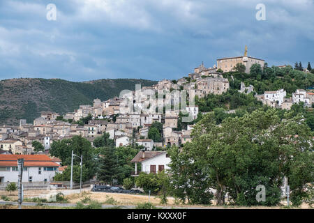 Navelli (L'Aquila, Abruzzi, Italy), panoramic view of the historic town ...