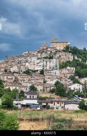 Navelli (L'Aquila, Abruzzi, Italy), panoramic view of the historic town ...
