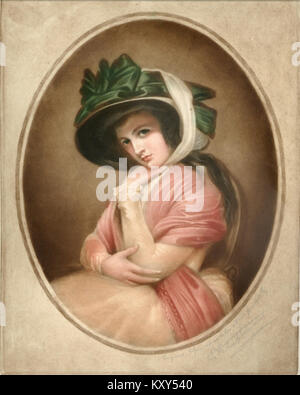 A portrait of Emma, Lady Hamilton, painted by George Romney, depicting ...