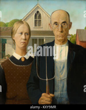 Grant Wood American Gothic 1930 Oil On Board Art Institute Of Chicago