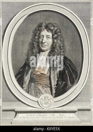 ‘Gédéon Berbier du Metz’ by Gérard Edelinck is an engraving portraying ...