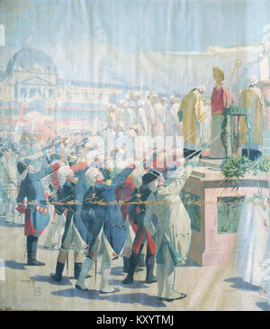 A painting by Henri Martin depicting the Fête de la Fédération at the ...