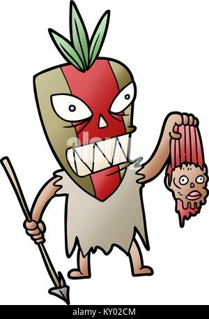 cartoon tribesman with shrunken head Stock Vector Image & Art - Alamy