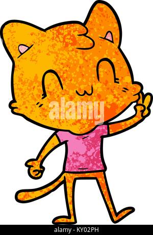 Cute cat with hand peace Stock Vector Image & Art - Alamy