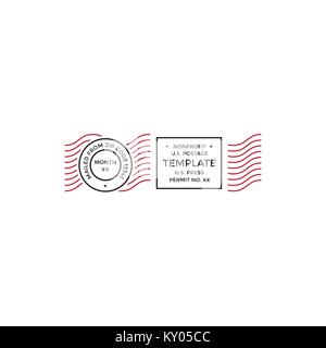 Postal cancellation First Class mail w Postage Paid mark Stock Vector ...