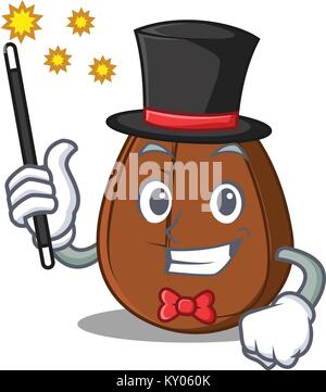 Coffee bean wizard, funny vector grain magician cartoon character with ...