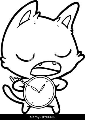 talking cat cartoon with stopwatch Stock Vector Image & Art - Alamy