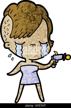 cartoon crying girl pointing ray gun Stock Vector Image & Art - Alamy
