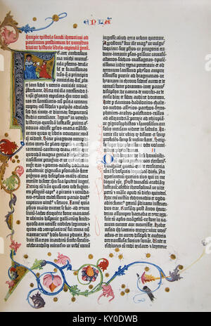 Facsimile of the 1455 Gutenberg Bible, the first printed version of the ...