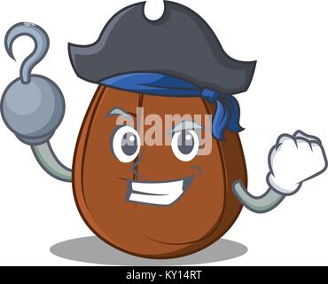 Cartoon coffee bean pirate character with musket. Vector fierce arabica ...