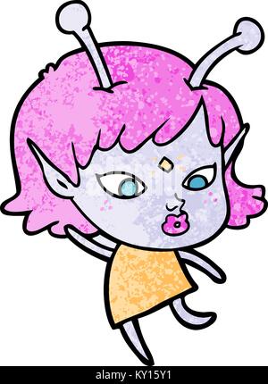 pretty cartoon alien girl dancing Stock Vector Image & Art - Alamy