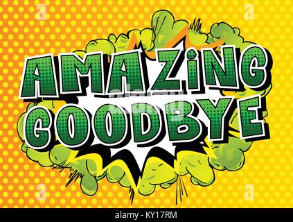 Goodbye - Comic book style phrase on abstract background Stock Vector ...