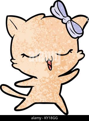 cartoon dancing cat with bow on head Stock Vector Image & Art - Alamy