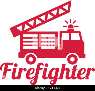 Firefighter word with fire engine Stock Vector Art & Illustration ...