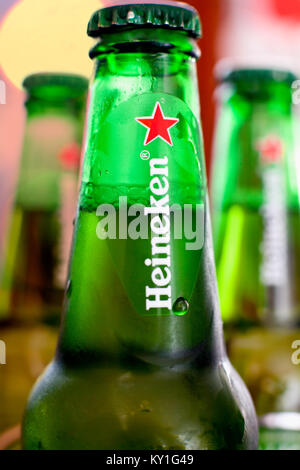 DORKOVO, BULGARIA - MARCH 13, 2017: 3 bottle of Heineken light beer on ...