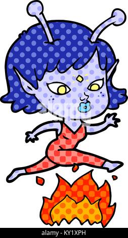 cartoon alien girl jumping Stock Vector Image & Art - Alamy
