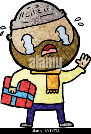 cartoon crying man with present Stock Vector Image & Art - Alamy