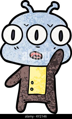 cartoon three eyed alien waving Stock Vector Image & Art - Alamy