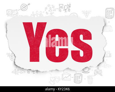 Business concept: Yes on Torn Paper background Stock Photo - Alamy