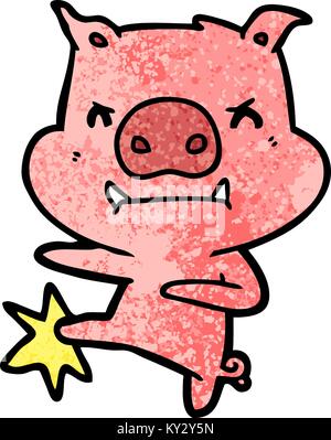angry cartoon pig karate kicking Stock Vector Image & Art - Alamy
