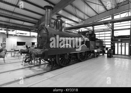The driver's cab of steam locomotive Furness Railway number 20, Britain ...