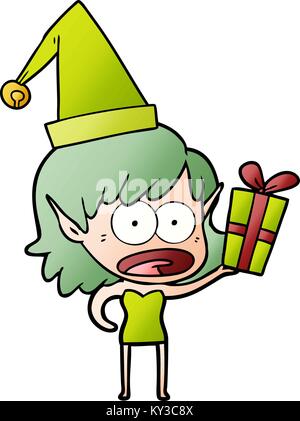 cartoon shocked christmas elf girl Stock Vector Image & Art - Alamy