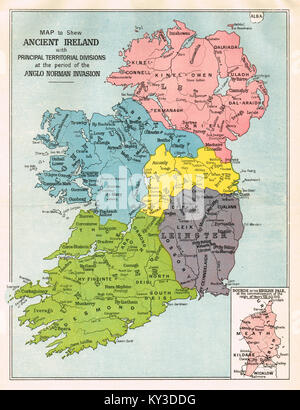Map of Ireland before the English invasion, circa 1580. Color Stock ...