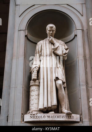 A statue of Niccolo Machiavelli at the Uffizi art gallery in Florence ...