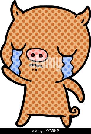 cartoon pig crying waving goodbye Stock Vector Image & Art - Alamy