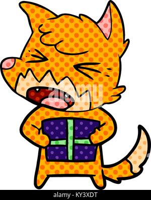 angry cartoon fox with christmas present Stock Vector Image & Art - Alamy