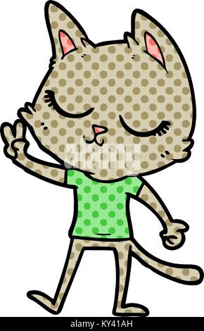 calm cartoon cat giving peace sign Stock Vector Image & Art - Alamy