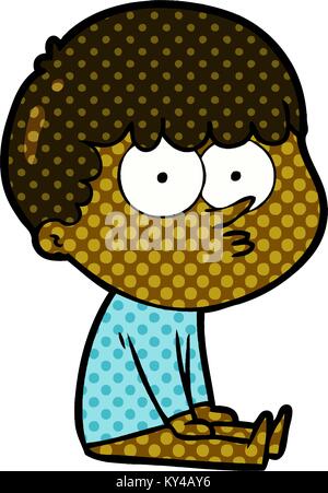 cartoon boy sat waiting Stock Vector Image & Art - Alamy