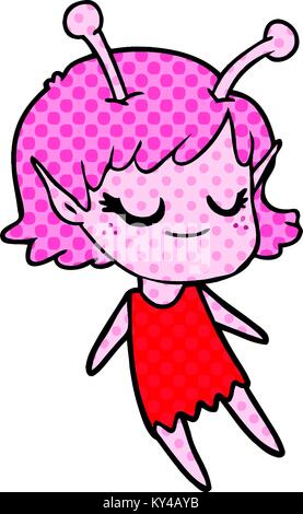 smiling alien girl cartoon floating Stock Vector Image & Art - Alamy