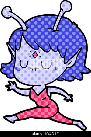 cartoon alien girl jumping Stock Vector Image & Art - Alamy