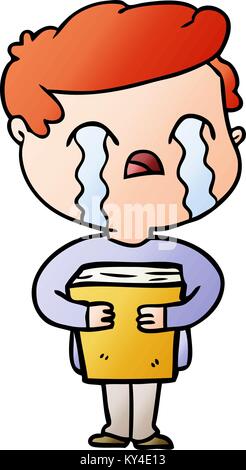 cartoon crying man holding book Stock Vector Image & Art - Alamy