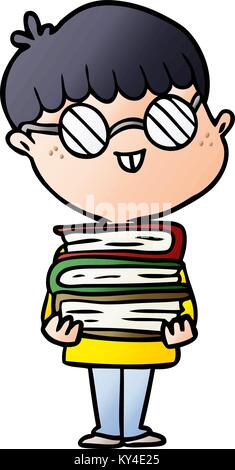 cartoon nerd boy with spectacles and book Stock Vector Image & Art - Alamy