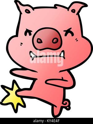 angry cartoon pig karate kicking Stock Vector Image & Art - Alamy