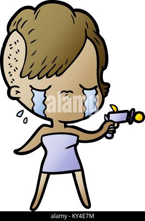 cartoon crying girl pointing ray gun Stock Vector Image & Art - Alamy