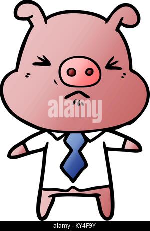cartoon angry pig in shirt and tie Stock Vector Image & Art - Alamy
