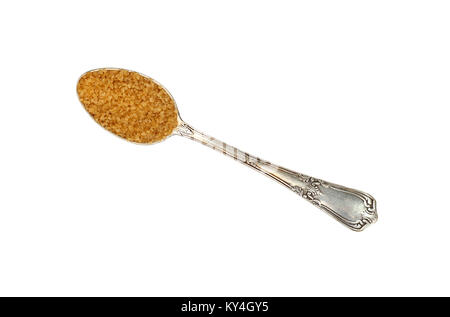 Vintage metal spoon full of brown cane sugar Stock Photo - Alamy