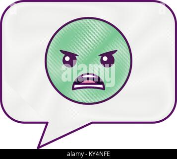 speech bubble angry emoticon face vector illustration blue and green ...