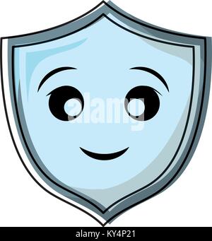 Cartoon colored shield protection icon in comic style. Protect ...