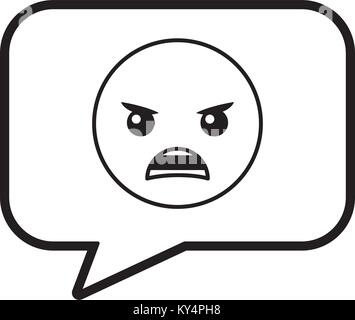 speech bubble angry emoticon face vector illustration blue and green ...