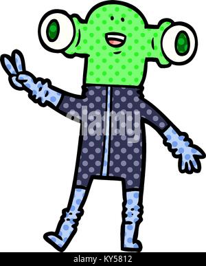 friendly cartoon alien giving peace sign Stock Vector Image & Art - Alamy