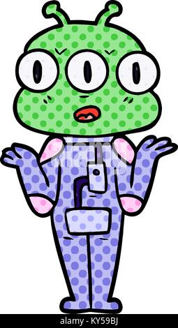cartoon three eyed alien shrugging Stock Vector Image & Art - Alamy
