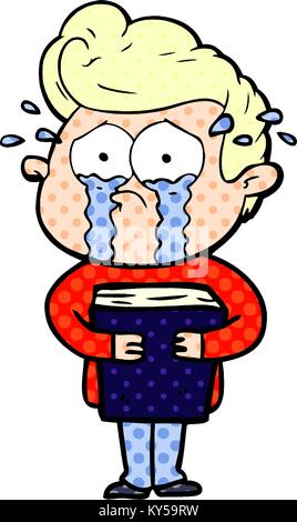 cartoon crying man holding book Stock Vector Image & Art - Alamy