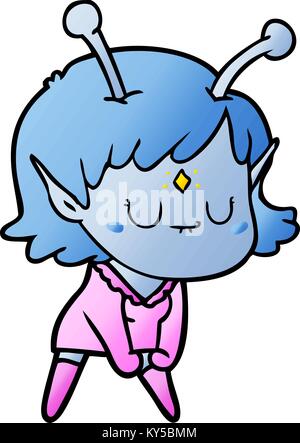 cartoon alien girl doing muscle pose Stock Vector Image & Art - Alamy